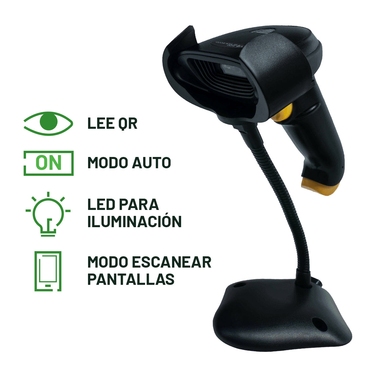 Lector De Código De Barras Led Con Base Escáner 2d, Lee Qr - USB ...